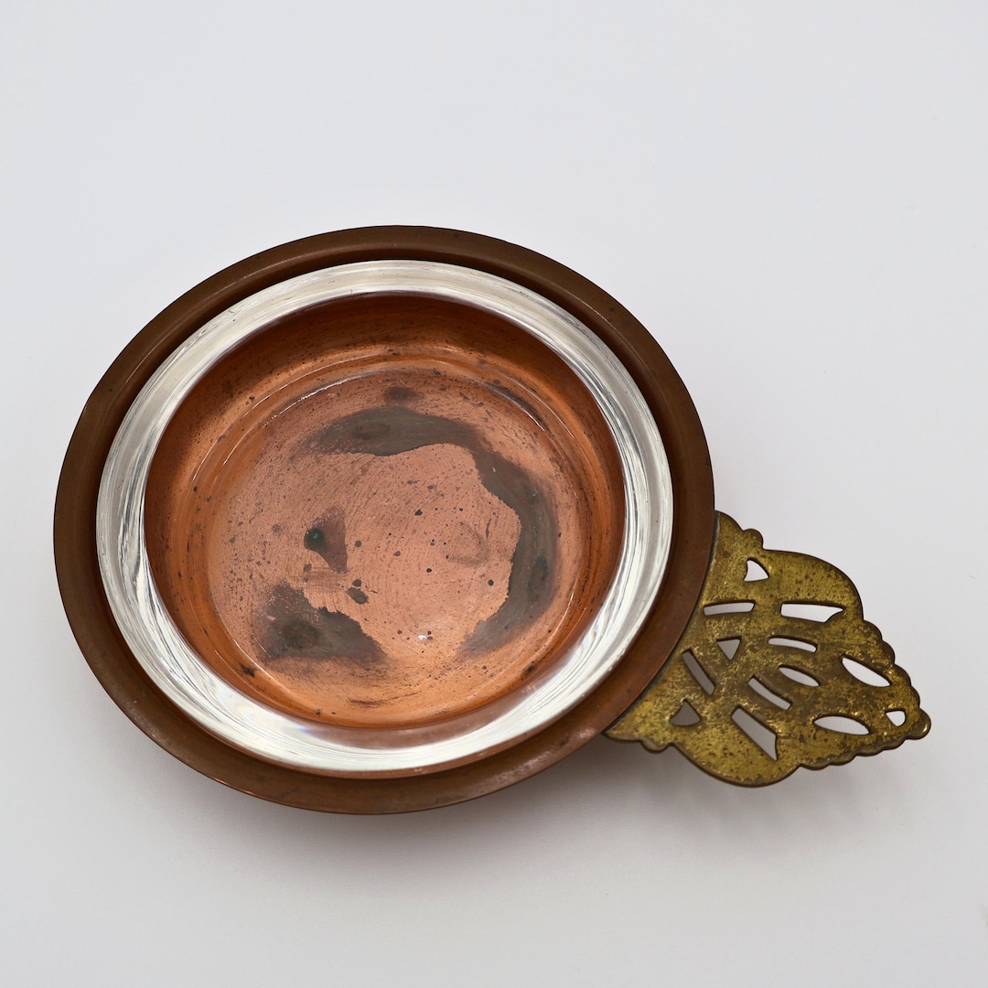 Vintage Copper Porringer Bowl With Glass Insert Early American Revival ...