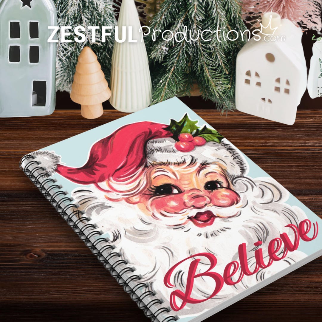 Vintage Santa Claus Retro Christmas Notebook Festive Believe Holiday ...