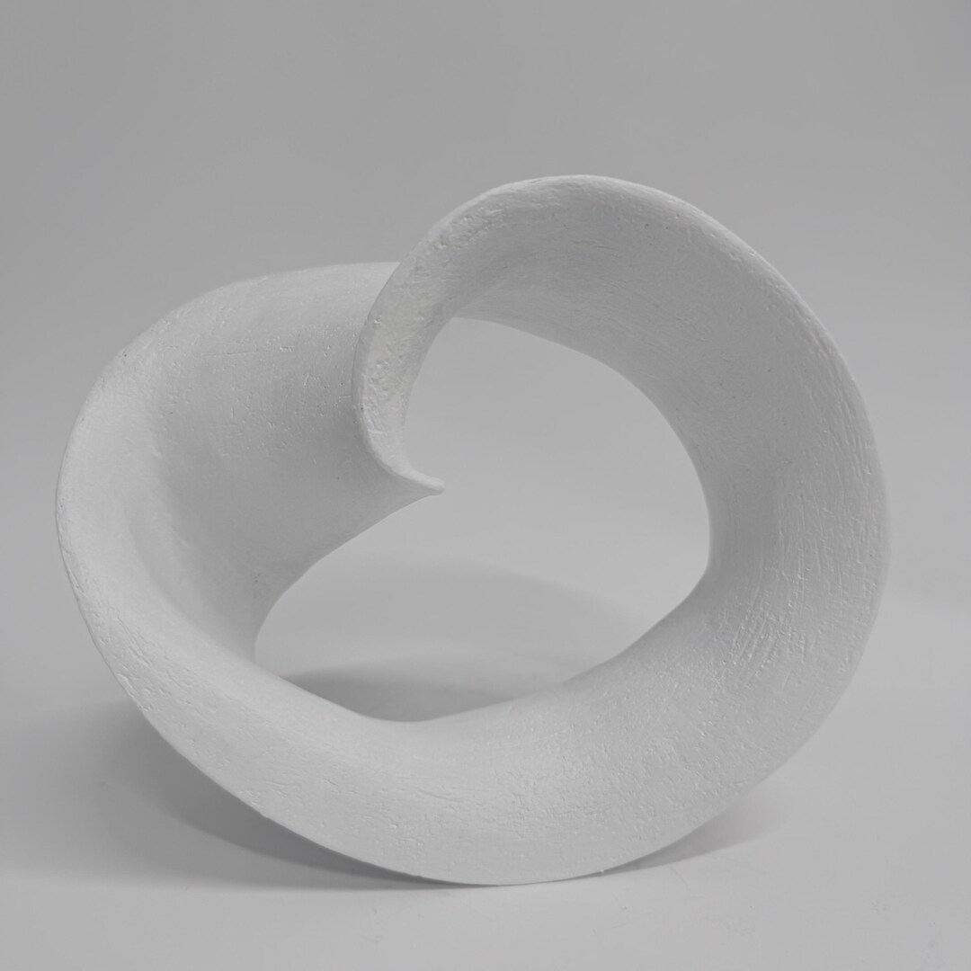 White Ceramic Mobius Sculpture — Minimalist Modern Abstract Art ...