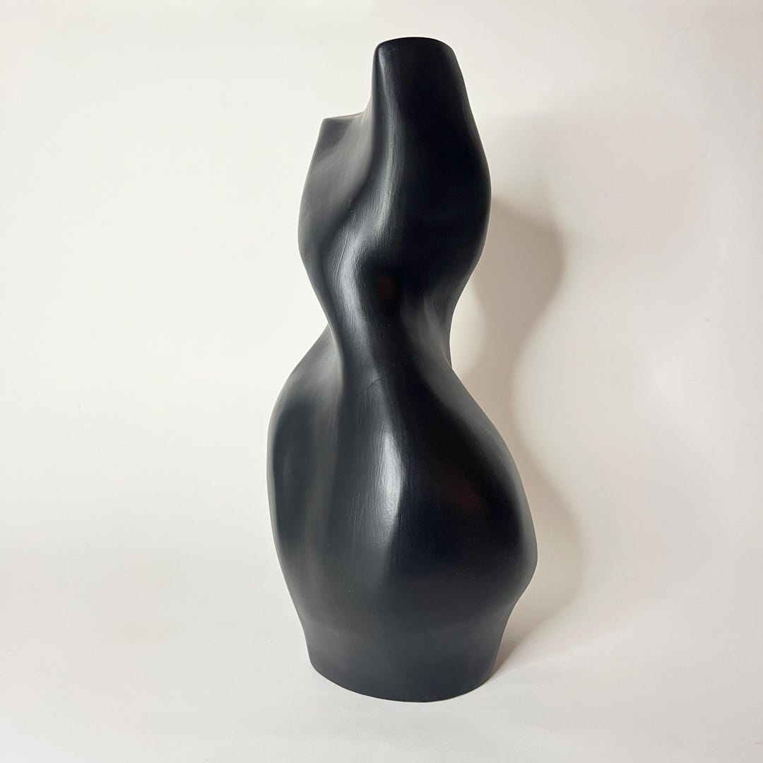 Black Ceramic Female Torso – Handmade Abstract Sculpture, Modern Art ...