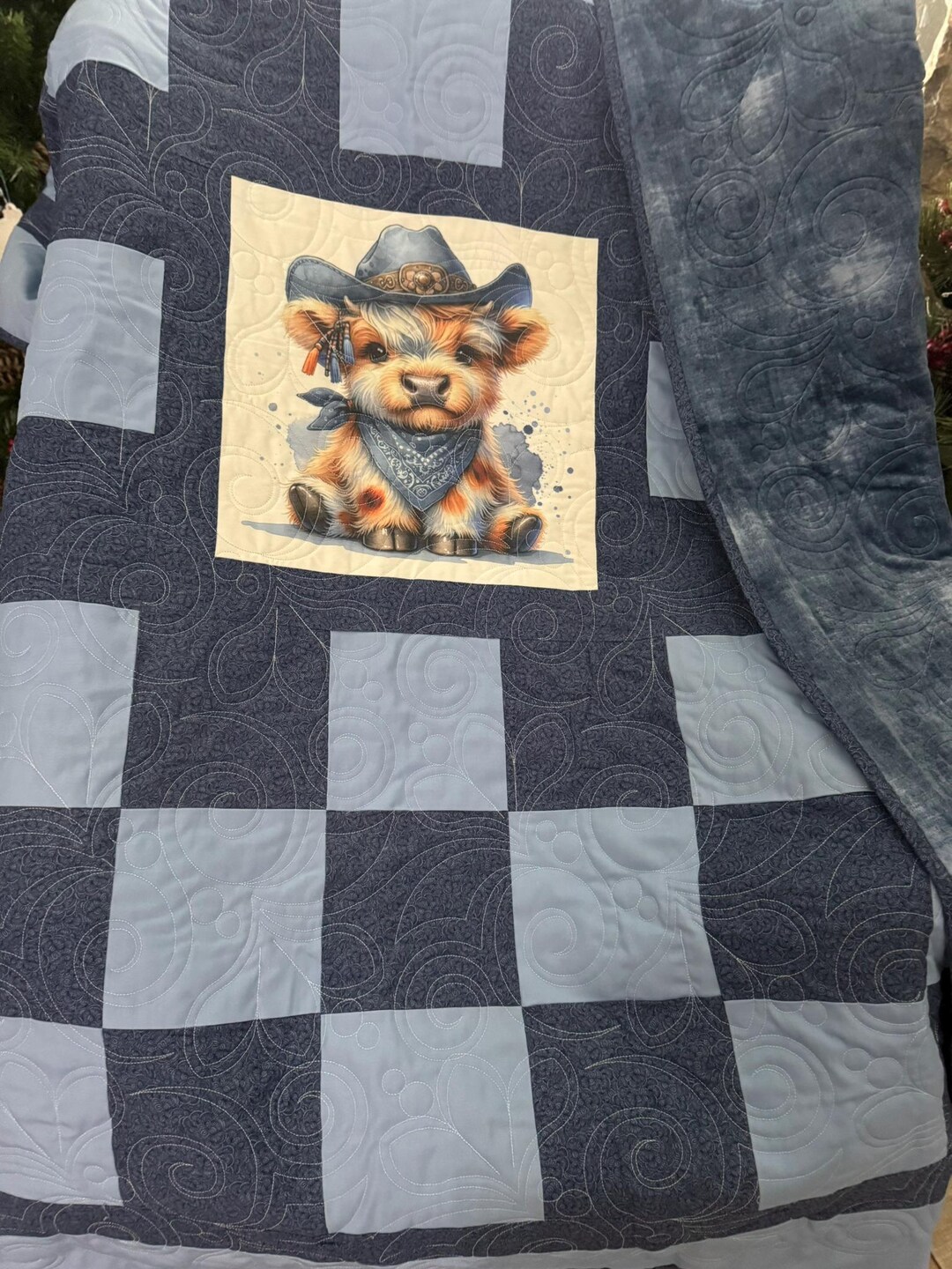Baby Highland Cow Bull Panel Heirloom Quilt Soft Minky Back, 60x72 - Etsy