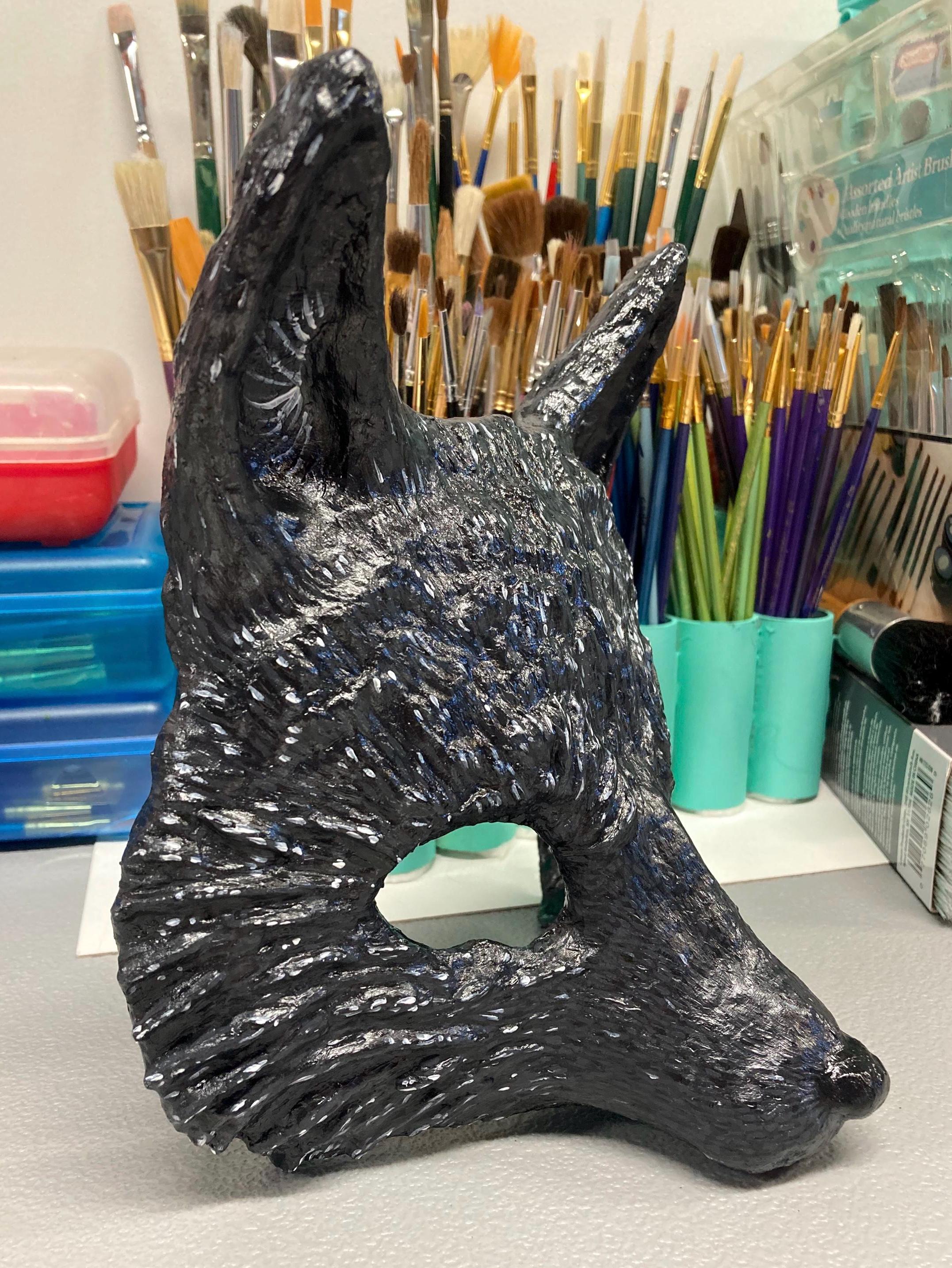 Papermache Black Fox Mask - Etsy