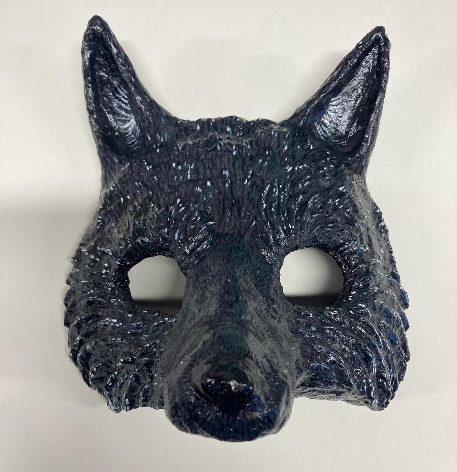 Papermache Black Fox Mask - Etsy