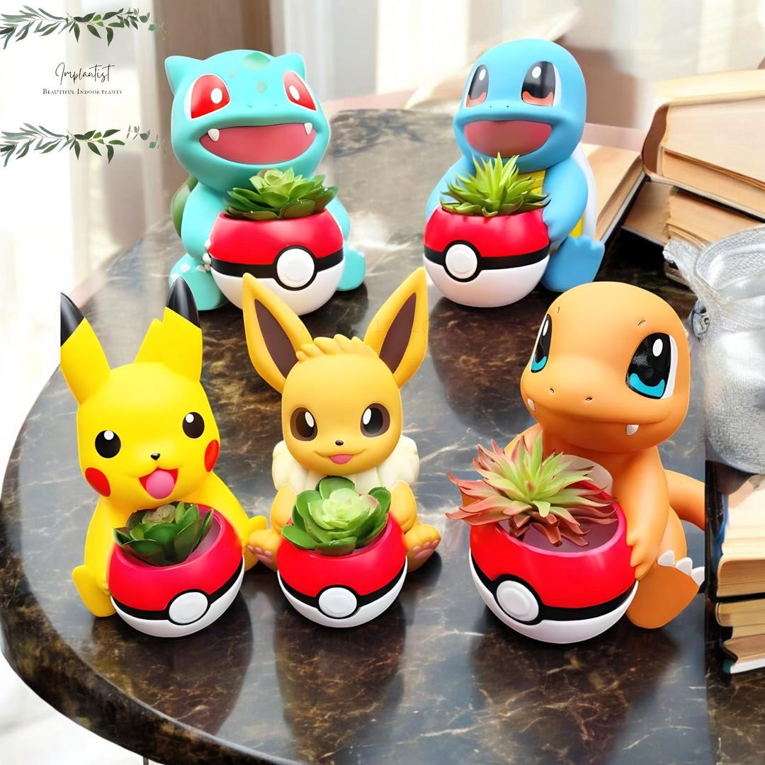 Pokemon Character Planter Pikachu, Charmander, Squirtle, Bulbasaur Poke ...