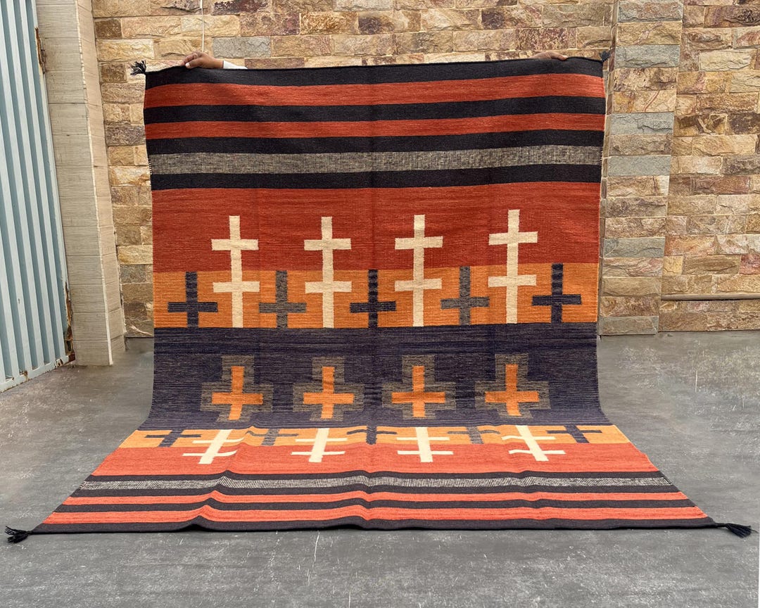 Extra Large Handwoven Flatweave Rug for Bedroom, Dhurrie Rug, Soft Wool ...