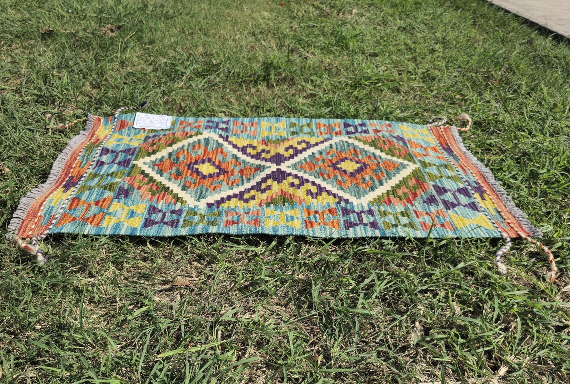 Afghan Maimana Kilim Rug 3x2 Ft, Handmade Wool Area Rug, Flatweave ...