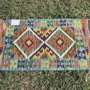 Afghan Maimana Kilim Rug 3x2 Ft, Handmade Wool Area Rug, Flatweave ...