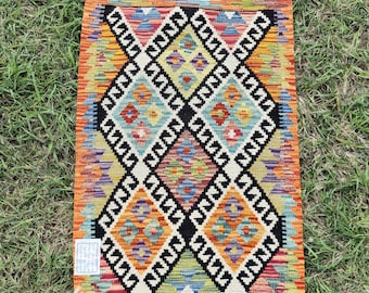 Afghan Maimana Kilim Rug 3x2 Ft, Handmade Wool Area Rug, Flatweave ...