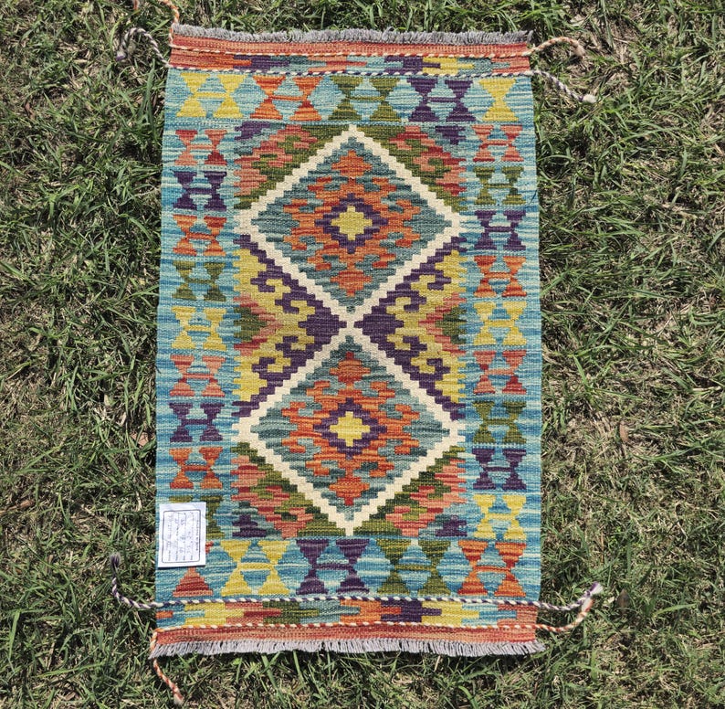 Afghan Maimana Kilim Rug 3x2 Ft, Handmade Wool Area Rug, Flatweave ...