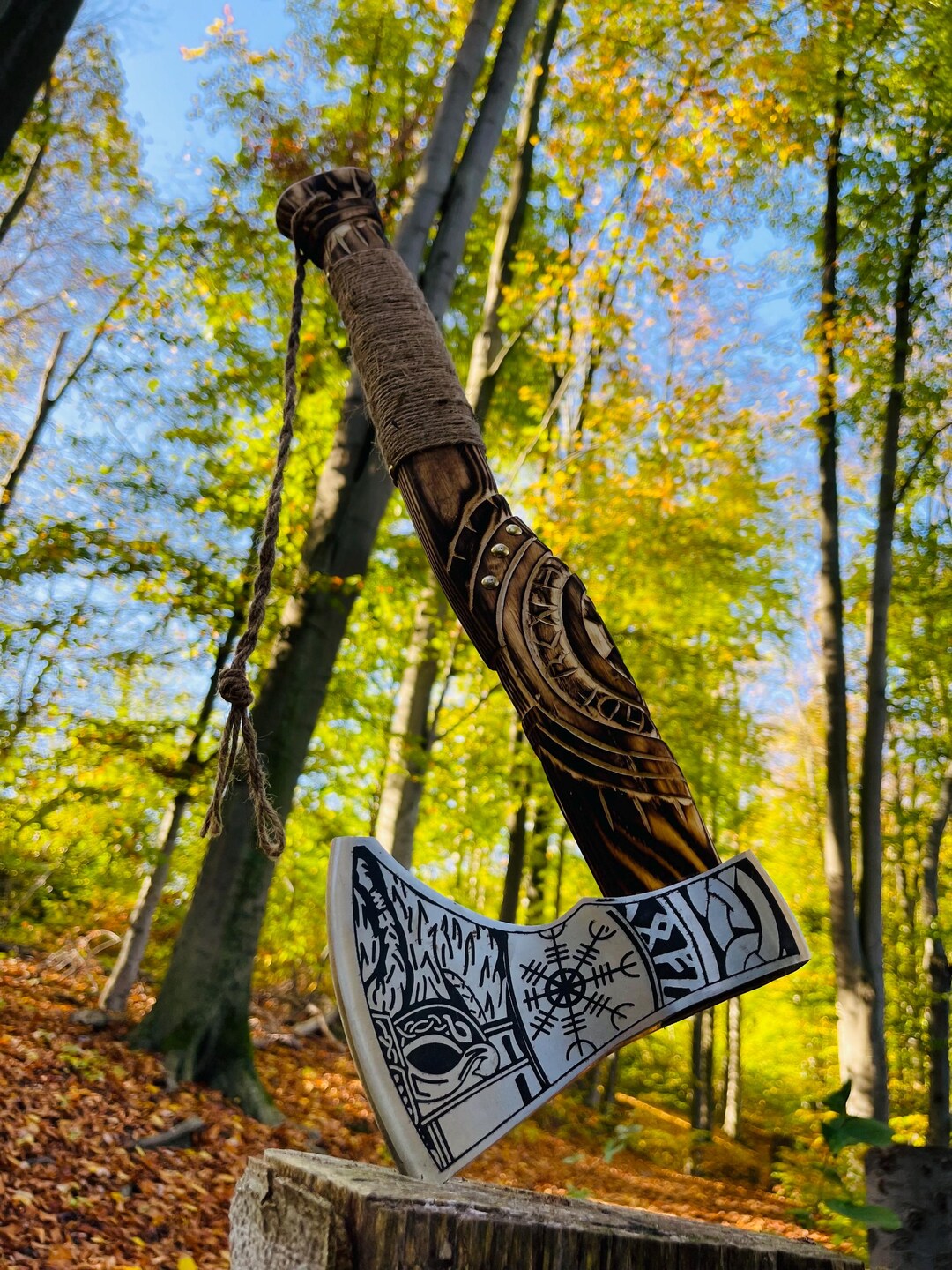 Viking Axe 50 Cm Handmade Viking Decorative Axe With Engraving and ...