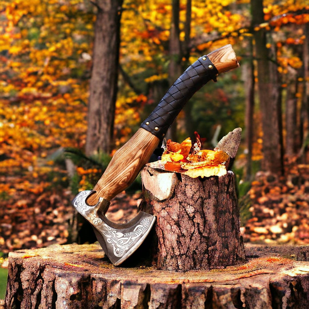 Viking Axe 50 Cm Handmade Viking Decorative Axe With Engraving and ...