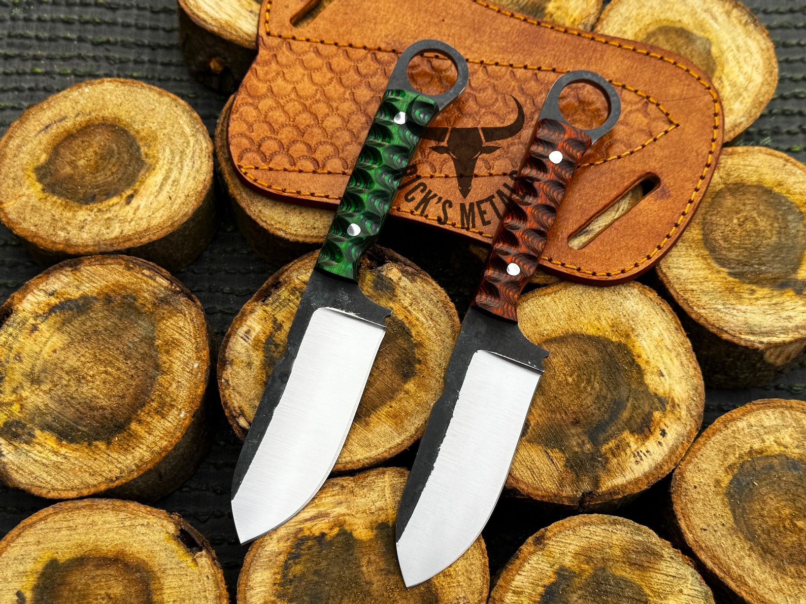 HAND FORGED HUNTING Knife With Finger Hole, Handmade Camping Knives ...