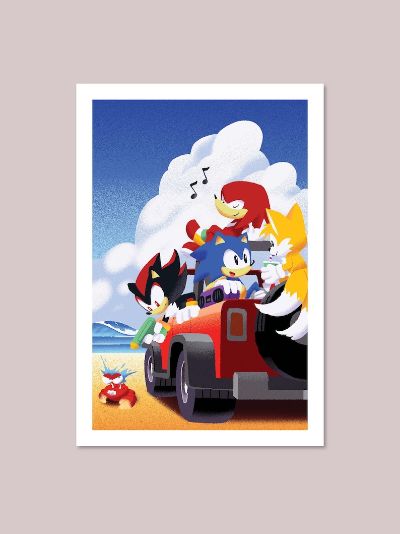 Sonic & Friends at Beach Print - Etsy