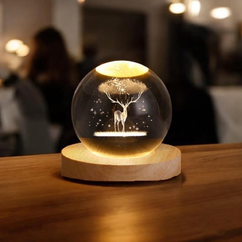 3d Crystal Ball Lamp - Etsy