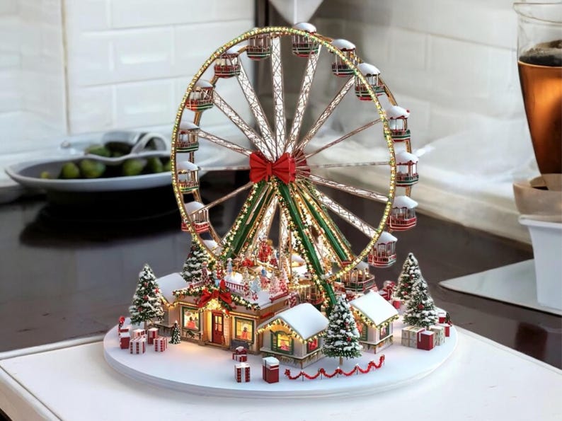 2D Christmas Ferris Wheel Miniature Holiday Centerpiece Festive Home ...