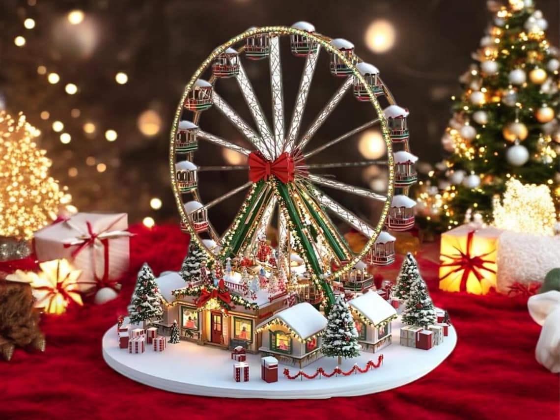 2D Christmas Ferris Wheel Miniature Holiday Centerpiece Festive Home ...