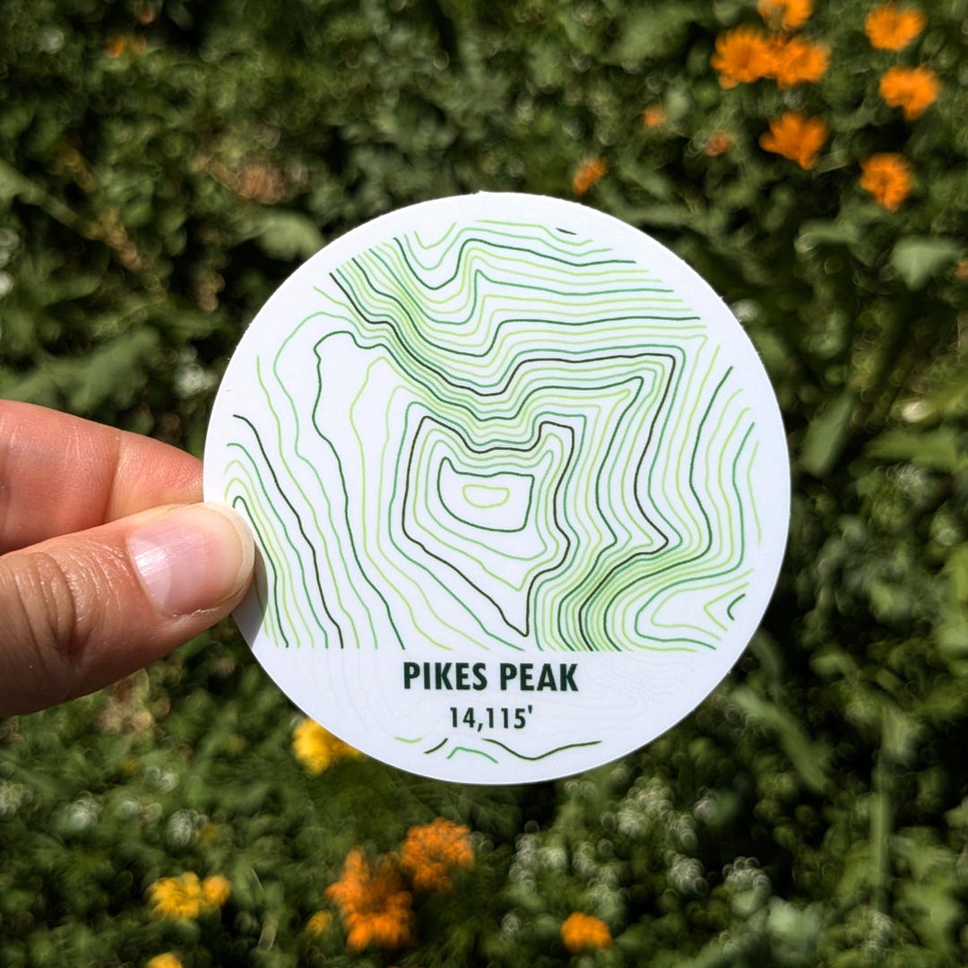 Pikes Peak, Colorado 14er Sticker, Topo Lines, Contour Lines, High Peak ...