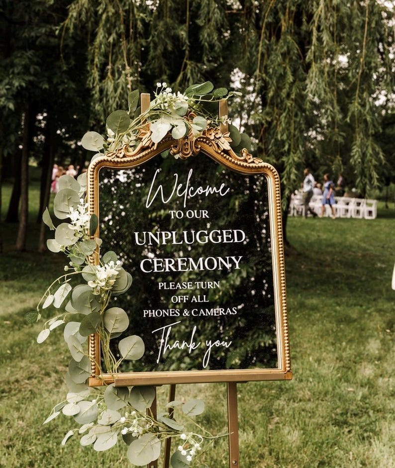 Unplugged Ceremony Sign, Customizable, Printable. Vinly Mirror Decal or ...
