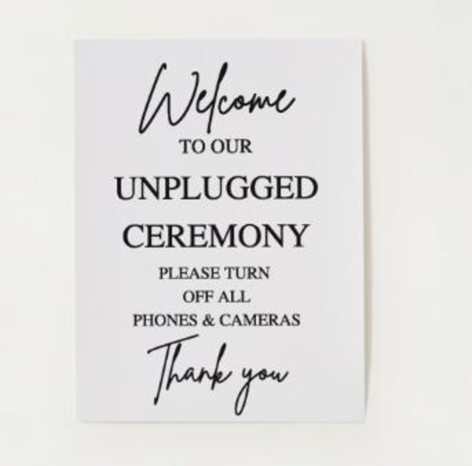Unplugged Ceremony Sign, Customizable, Printable. Vinly Mirror Decal or ...