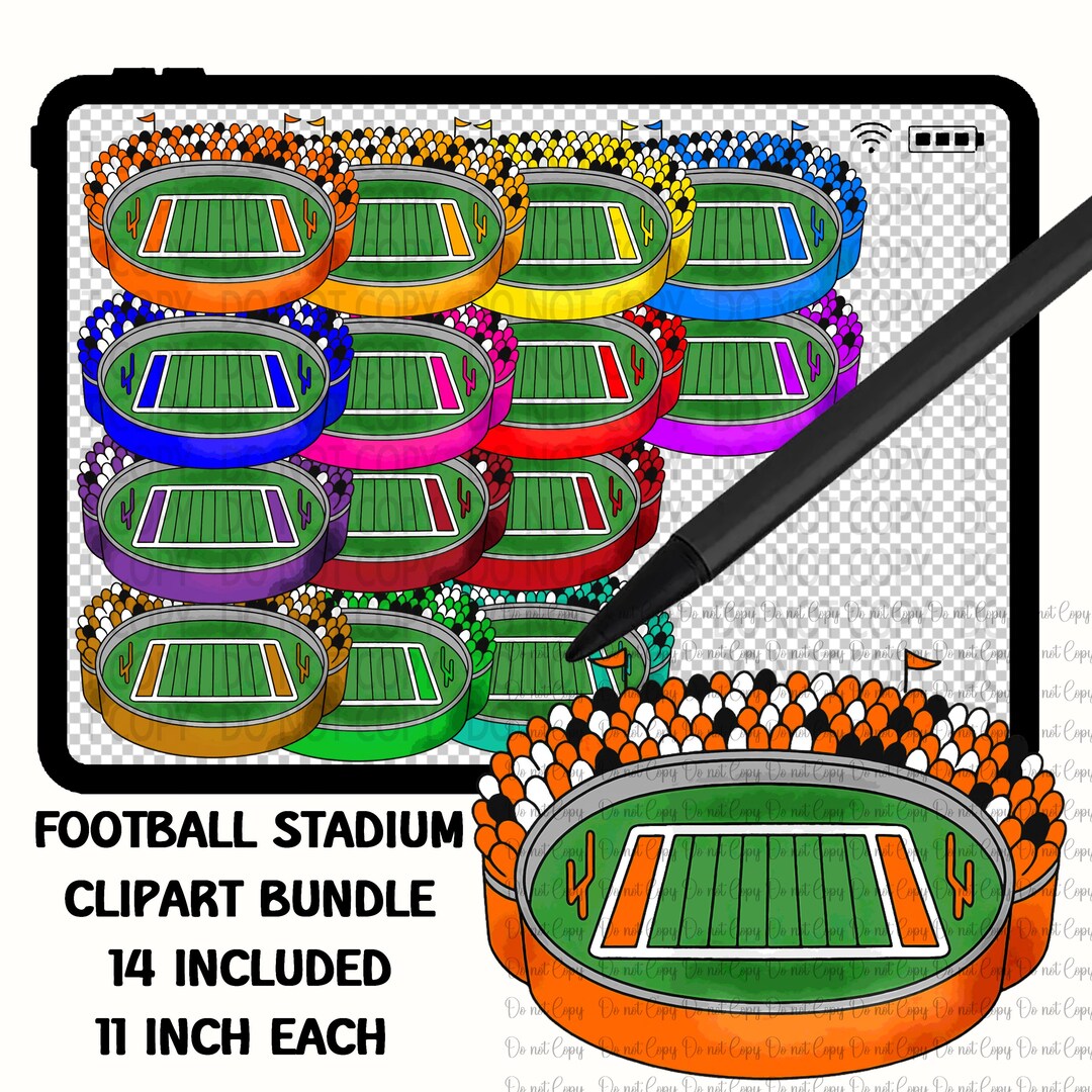 Football Tall Stadium Clipart Bundle 14 11 Inch Files Included - Shirt ...