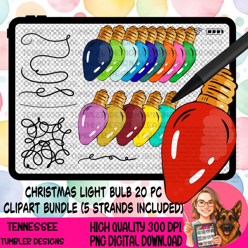Christmas Light Bulb and Light Strand Clipart Bundle 20 Included - 11 ...