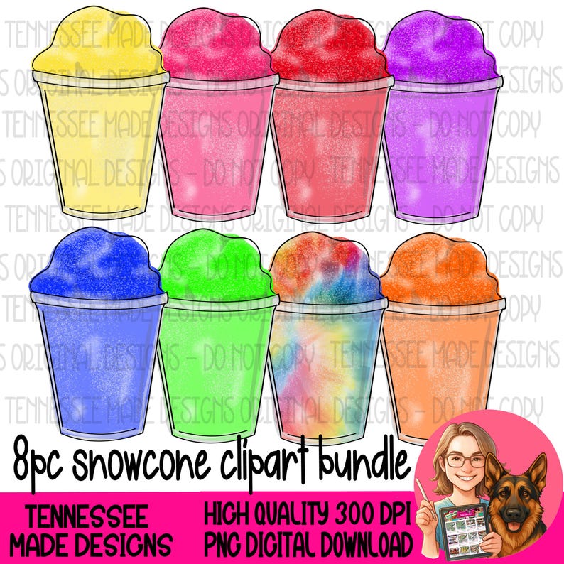 Hand Drawn Snow Cone Clipart Bundle (2026) - 8 11 Inch Files - 300 DPI ...