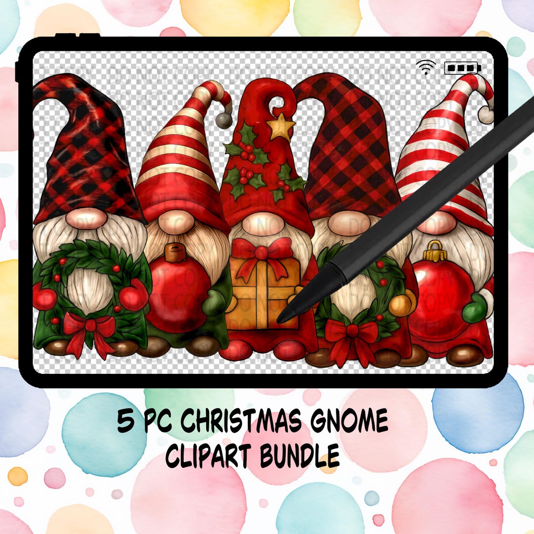 Christmas Gnome Clipart Bundle 5 11 Inch Files Included - 300 DPI - Etsy