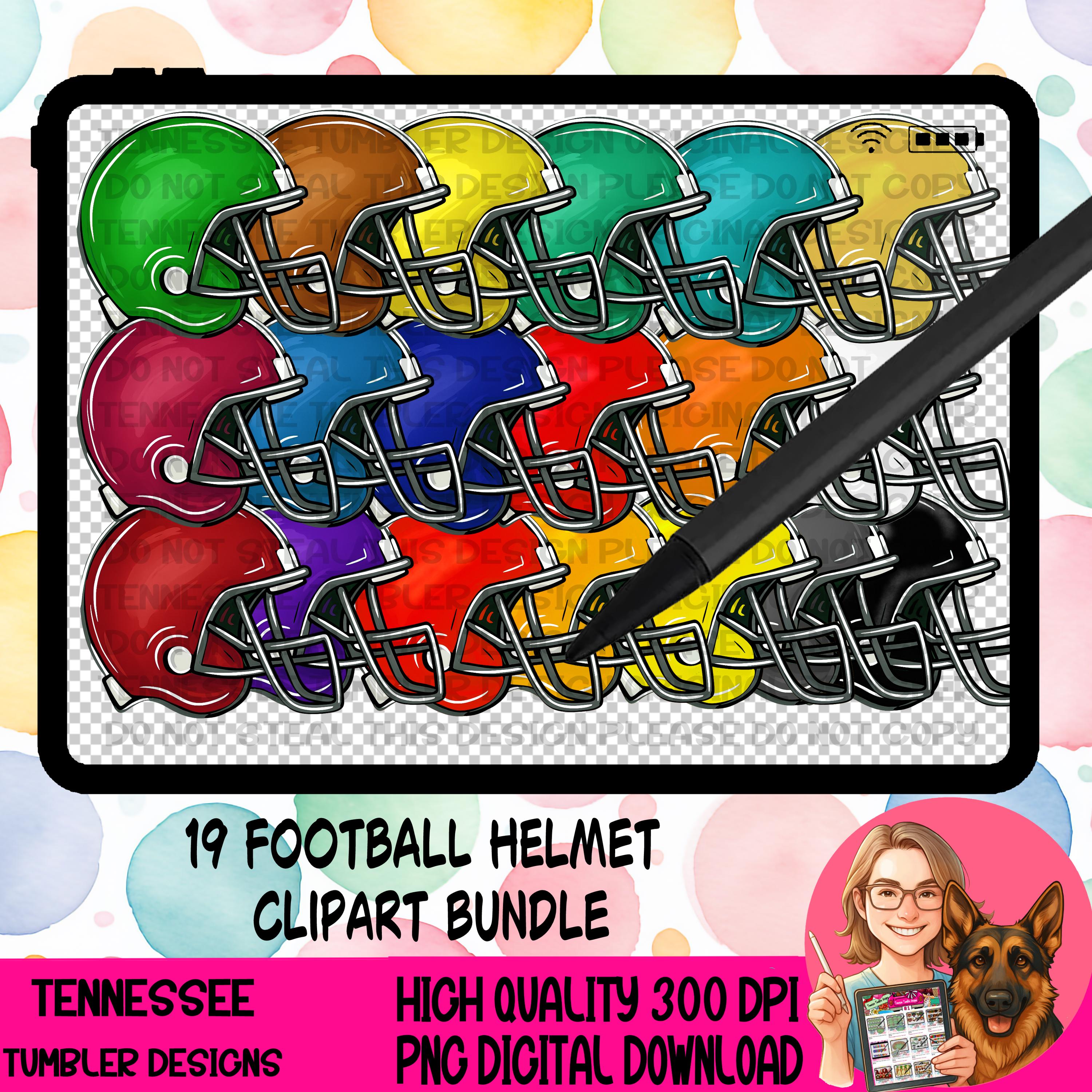 Football Helmet Clipart Bundle 19 11 Inch Files Included - 300 DPI - Etsy