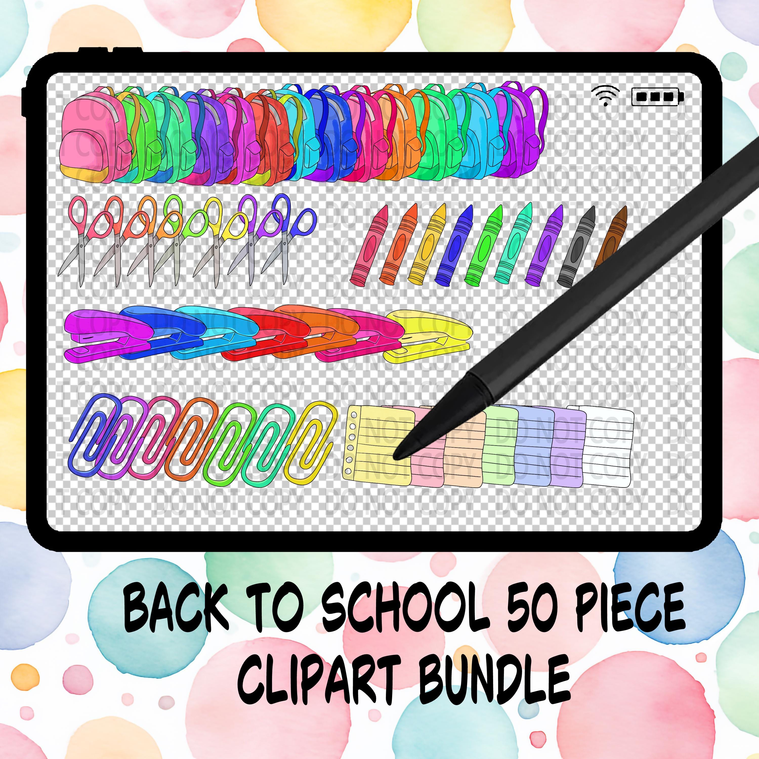 50 Piece Back to School Clipart Bundle - 10-11 Inch Each - 50 Included ...