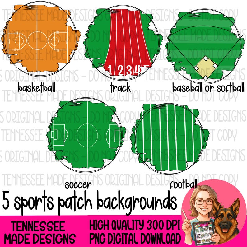 Sports Patch Background Hand Drawn Clipart Bundle (2026) -5 11 Inch ...