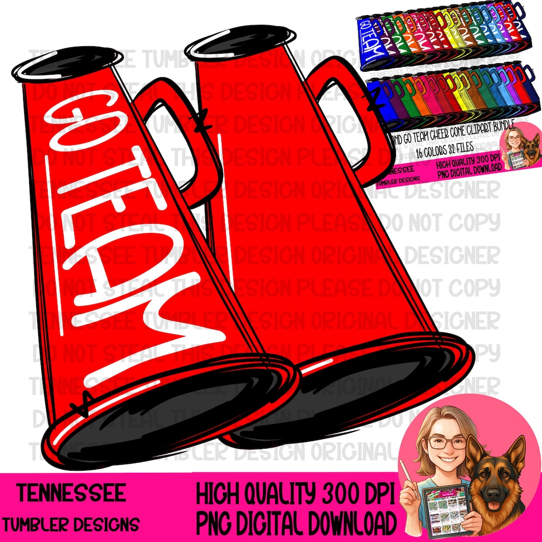 Hand Drawn Doodle Cheer Cone Go Team Clipart Bundle (2026) - 45 11 Inch ...