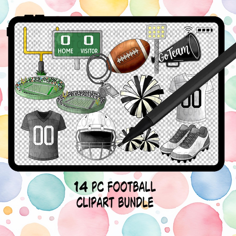 Football Clipart Bundle 14 Pc - 11 Inch Files - 300 DPI - Etsy