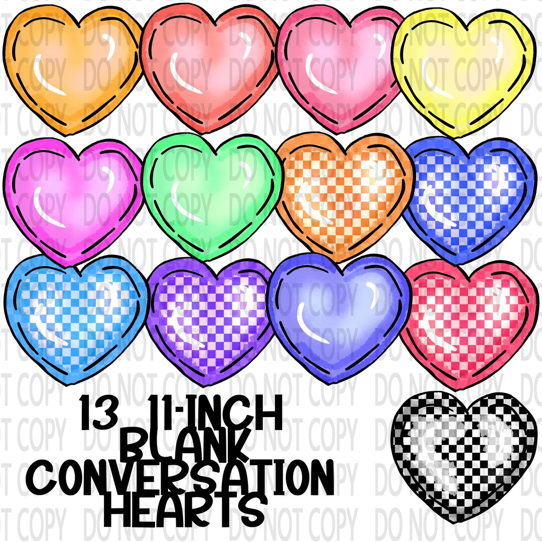 13 Blank Conversation Hearts Clipart Bundle 11 Inch Each - 300 DPI - Etsy
