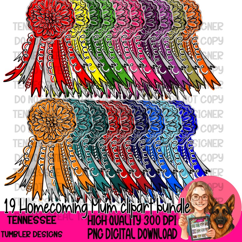 Hand Drawn Homecoming Mum Clipart Bundle Digital Download (2026) - 19 ...