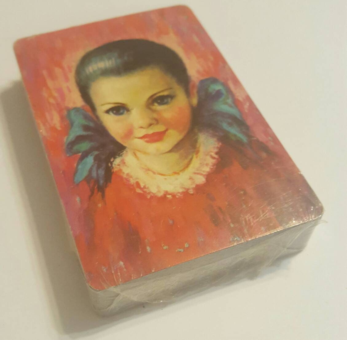 Girl With Blue Bow Playing Cards - Etsy