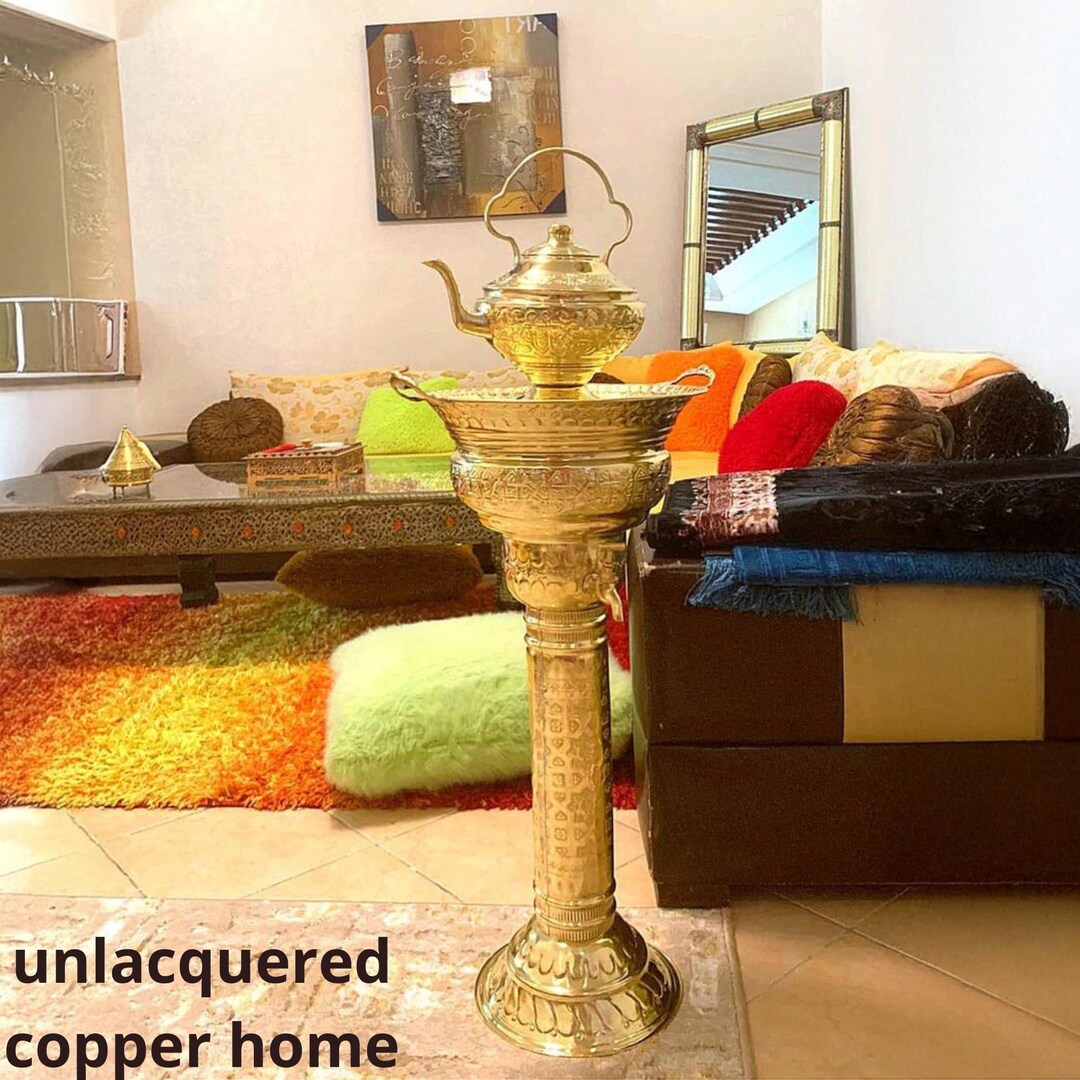 Old Antique Traditional Moroccan Brass Hand Wash Kettle and Basin ...