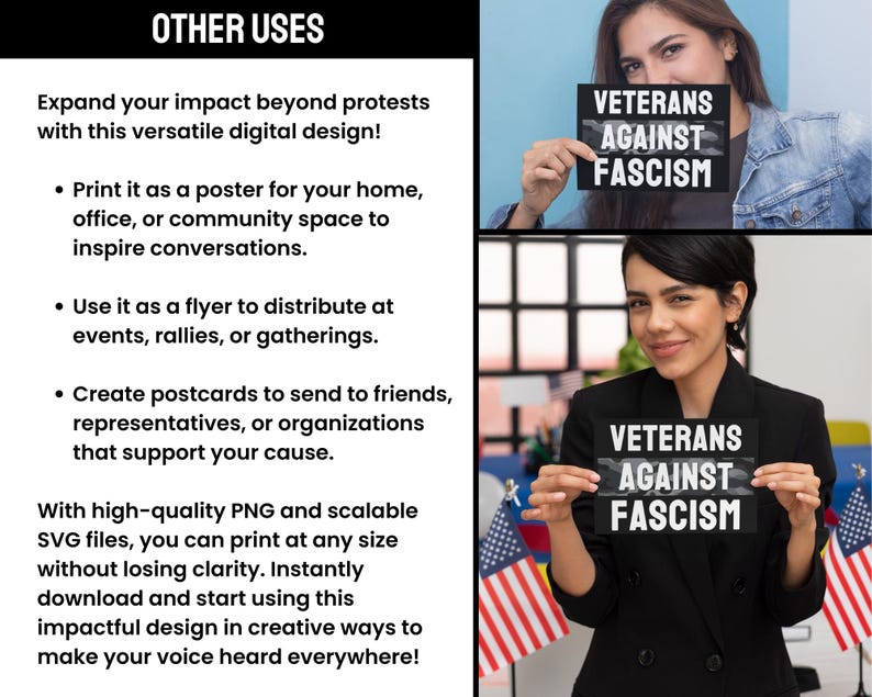 Print Your Own Protest March Sign - Veterans Against Fascism, Anti ...