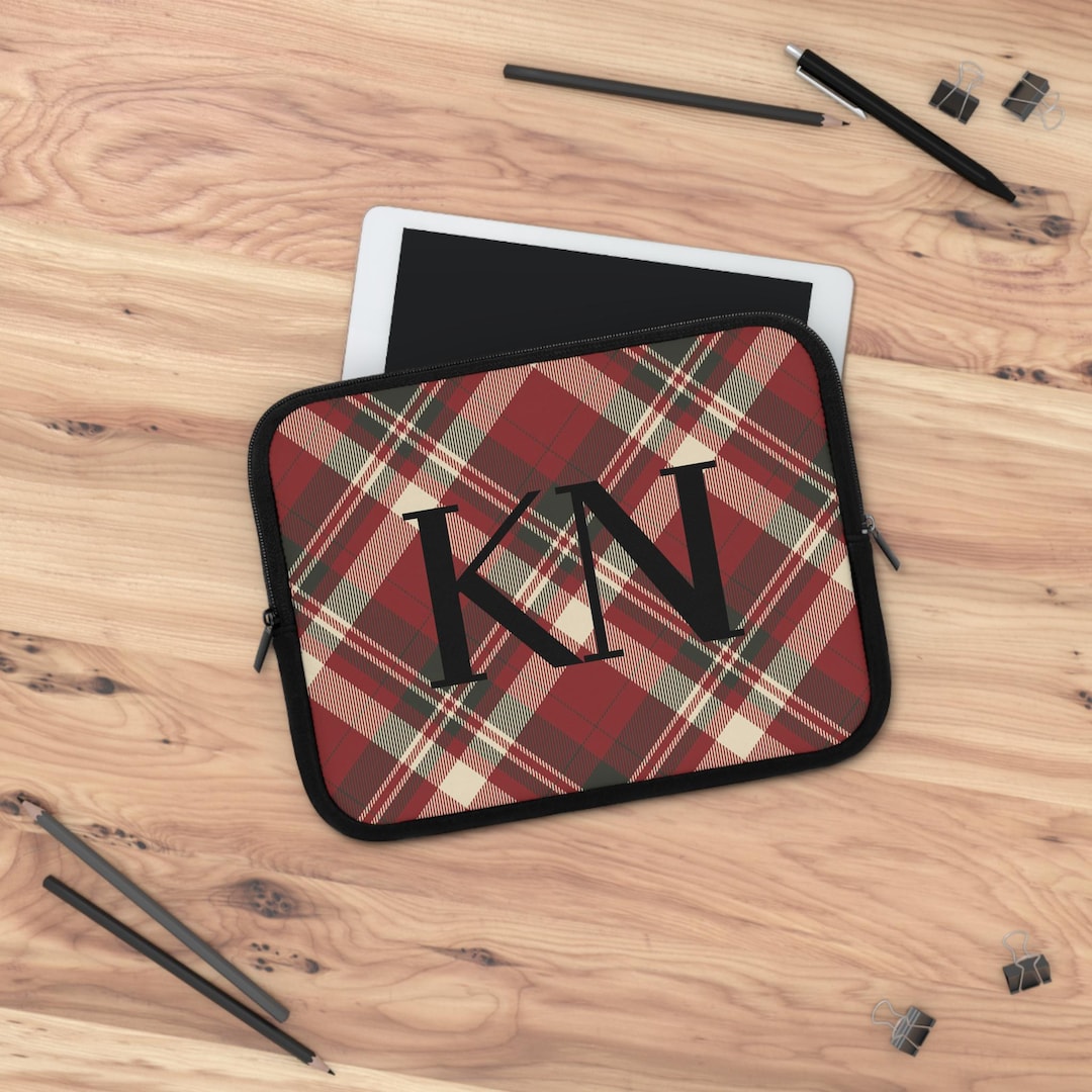 Preppy Plaid Monogram Laptop Sleeve - Preppy Monogrammed Laptop Case ...