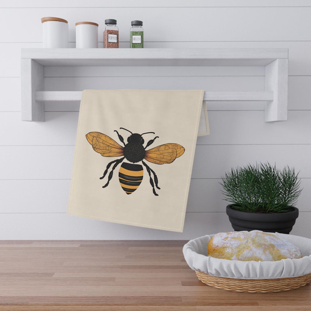 Bee Tea Towel Kitchen Decor, Honey Bee Dish Towel, Cute Farmhouse Hand ...