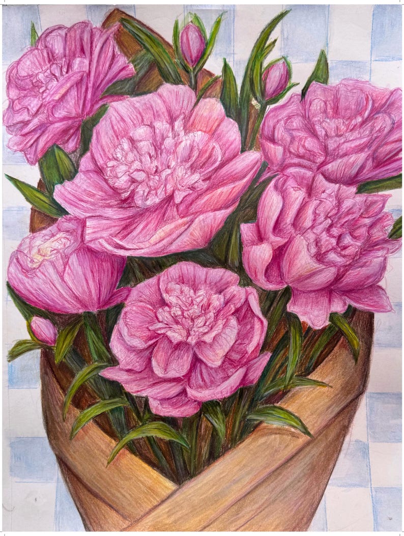 Pink Peony Bouquet (digital Download) - Etsy