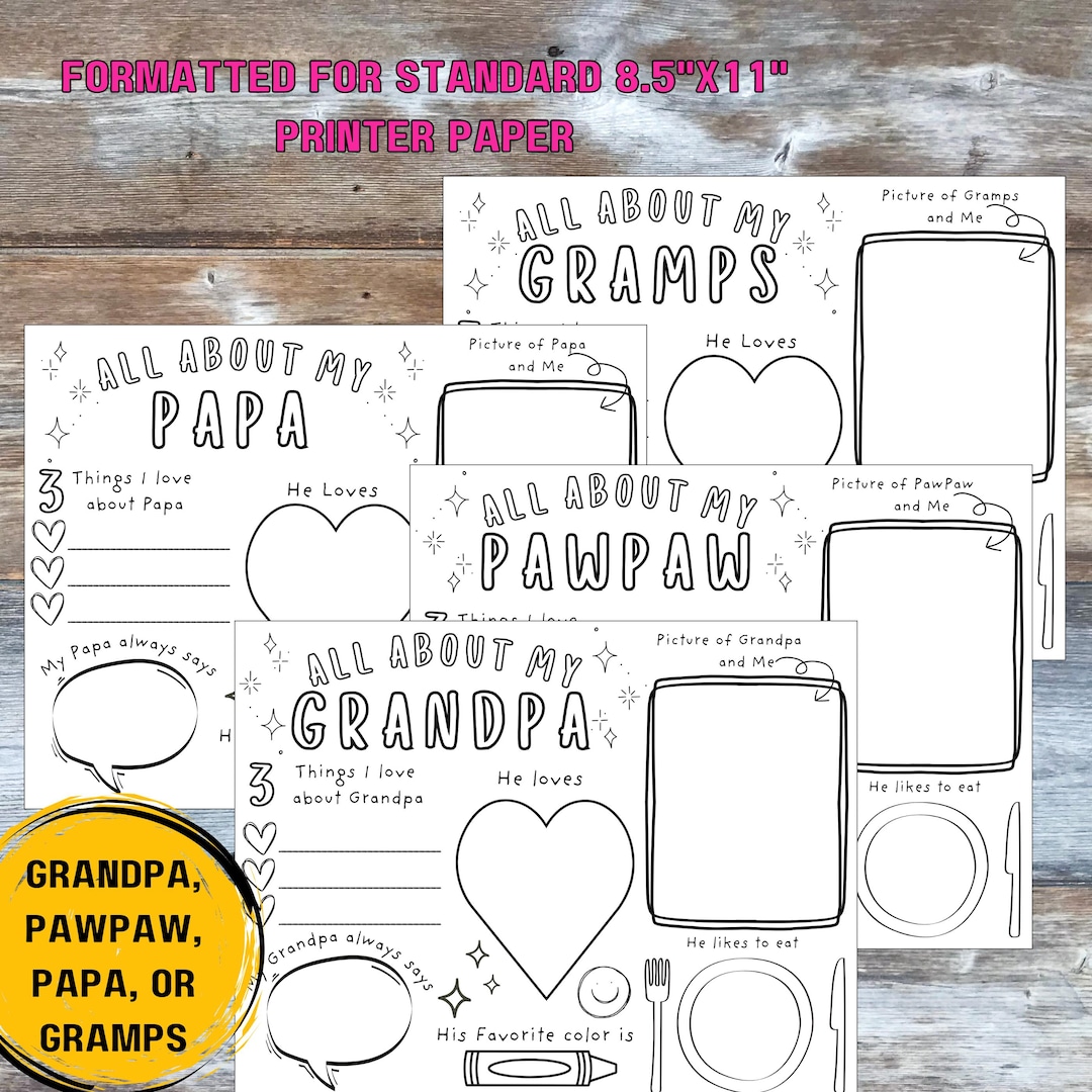 Father's Day Gift From Kids, Printable, All About My Grandpa, Pawpaw ...