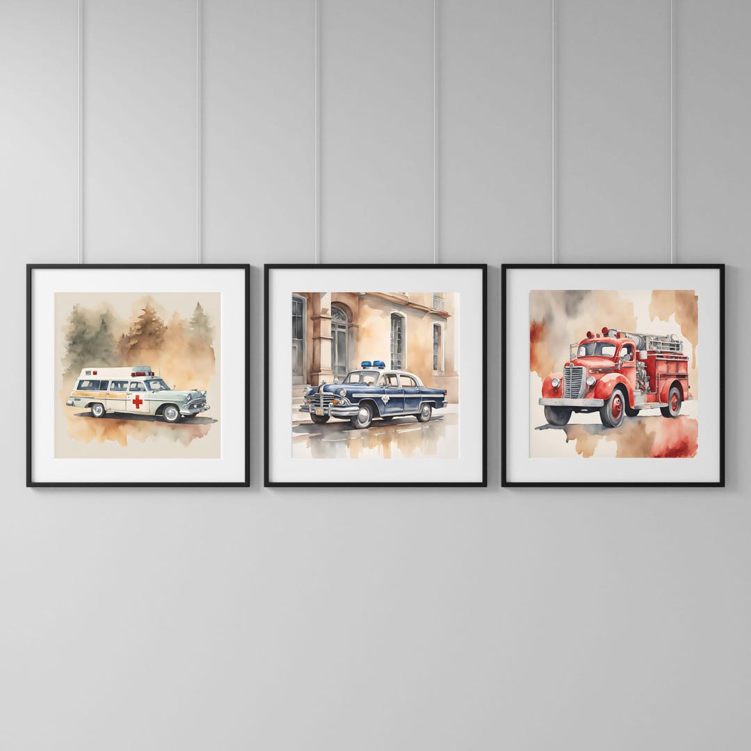 Vintage Emergency Vehicles Digital Prints, EMS Wall Art, Prehospital ...