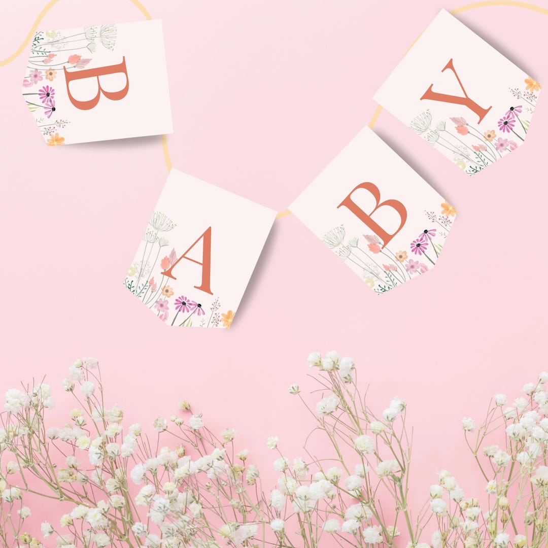 Baby in Bloom Party Banner, DIY Banner, Printable Baby Shower Banner ...