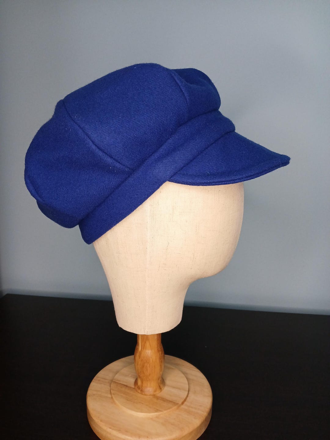 Wool Royal Blue Newsboy Cap With Silk Lining; Handmade Upcycled Fashion ...