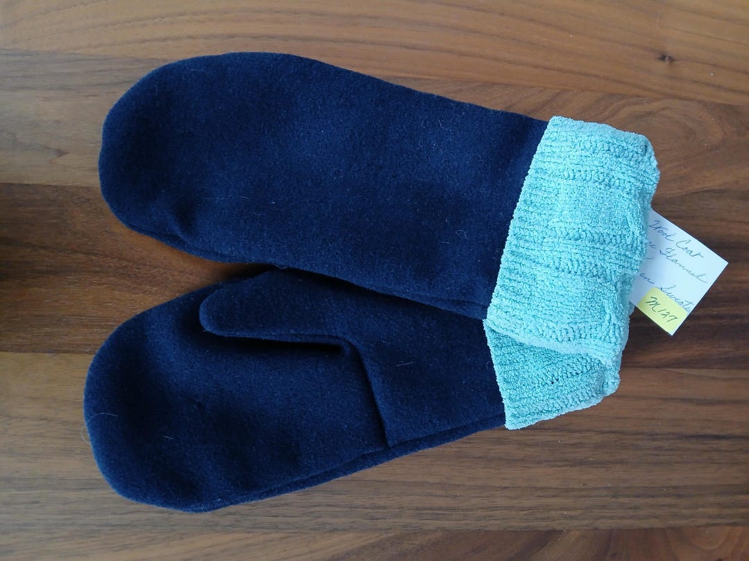 Navy Blue Wool Mittens, Navy Blue Mittens, Flannel Lined Mittens ...