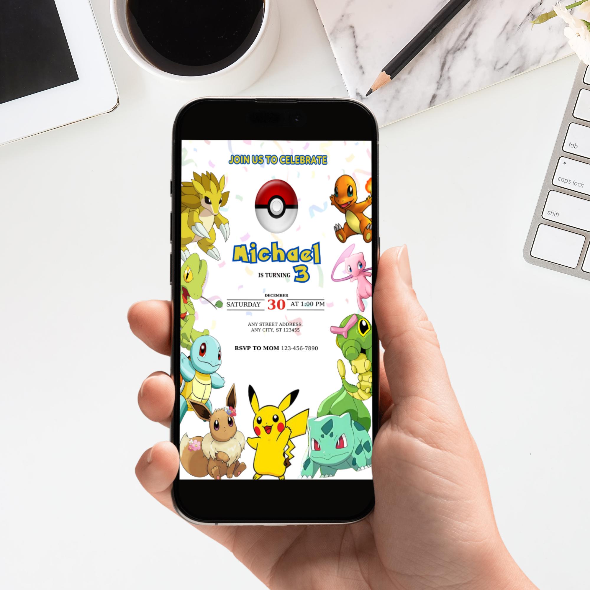 Pokemon Invitation, Editable Pokemon Invitation, Boys and Girls ...