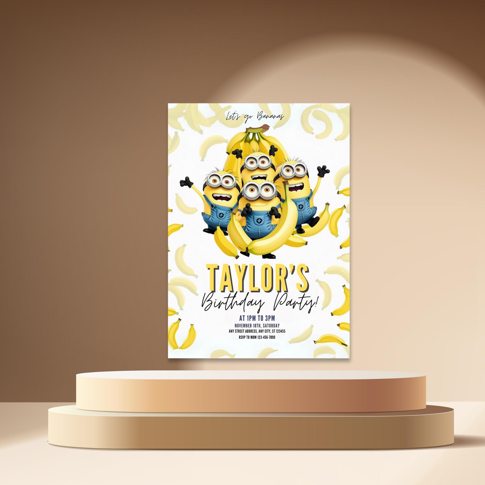 Editable Minion Birthday Invitation, Printable Birthday Party Template ...