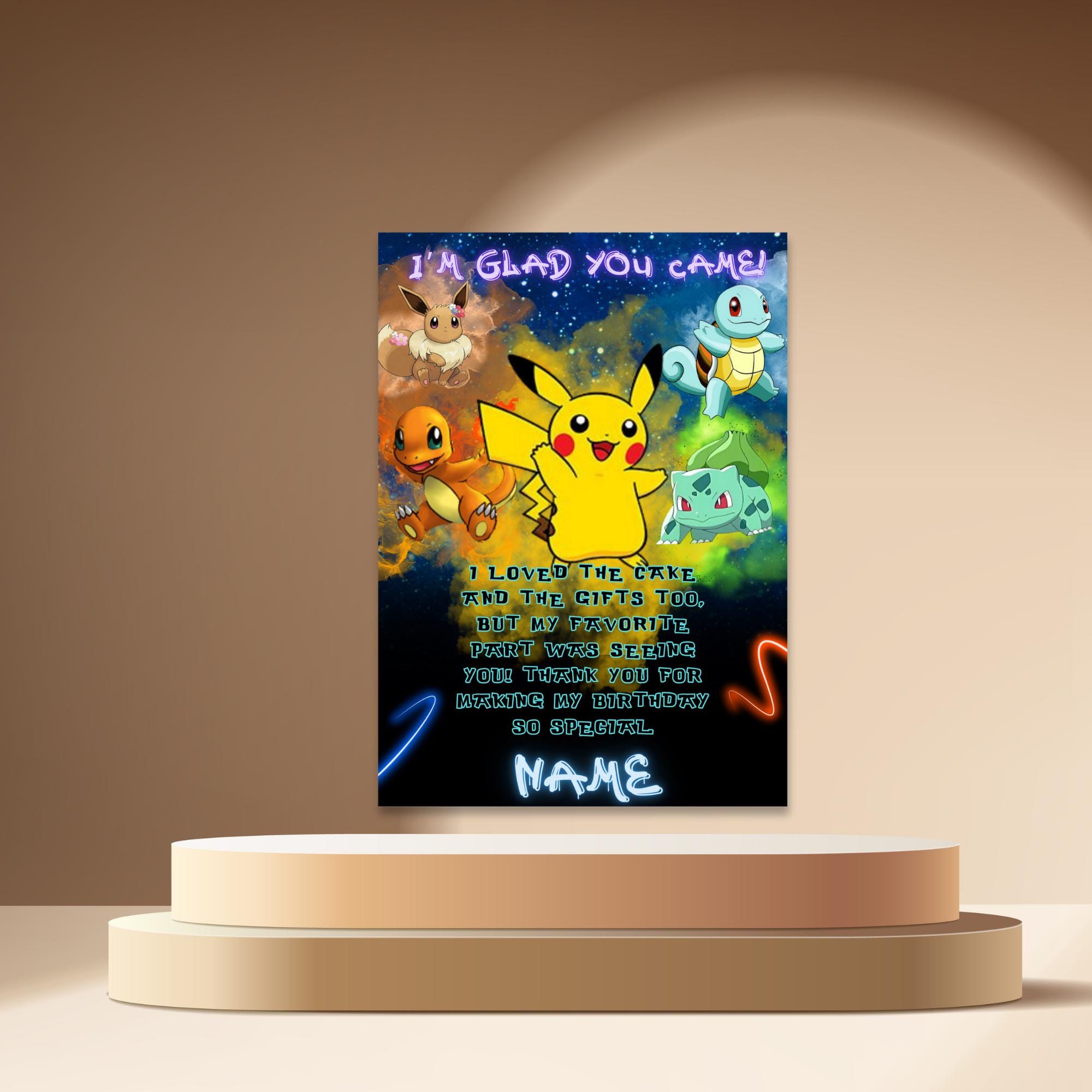 Pokemon Bırthday Thank You Card, Kids Pokemon Thank You Tag, Pikachu ...