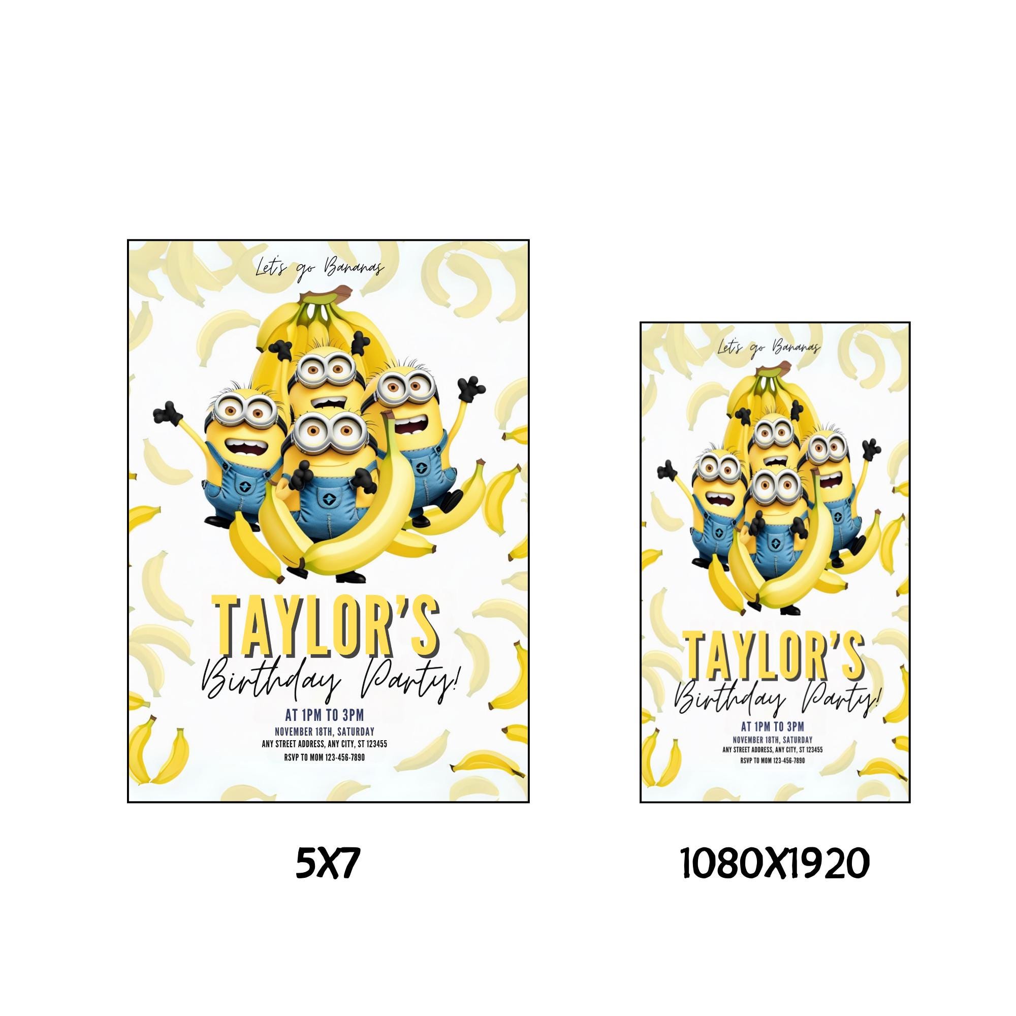 Editable Minion Birthday Invitation, Printable Birthday Party Template ...