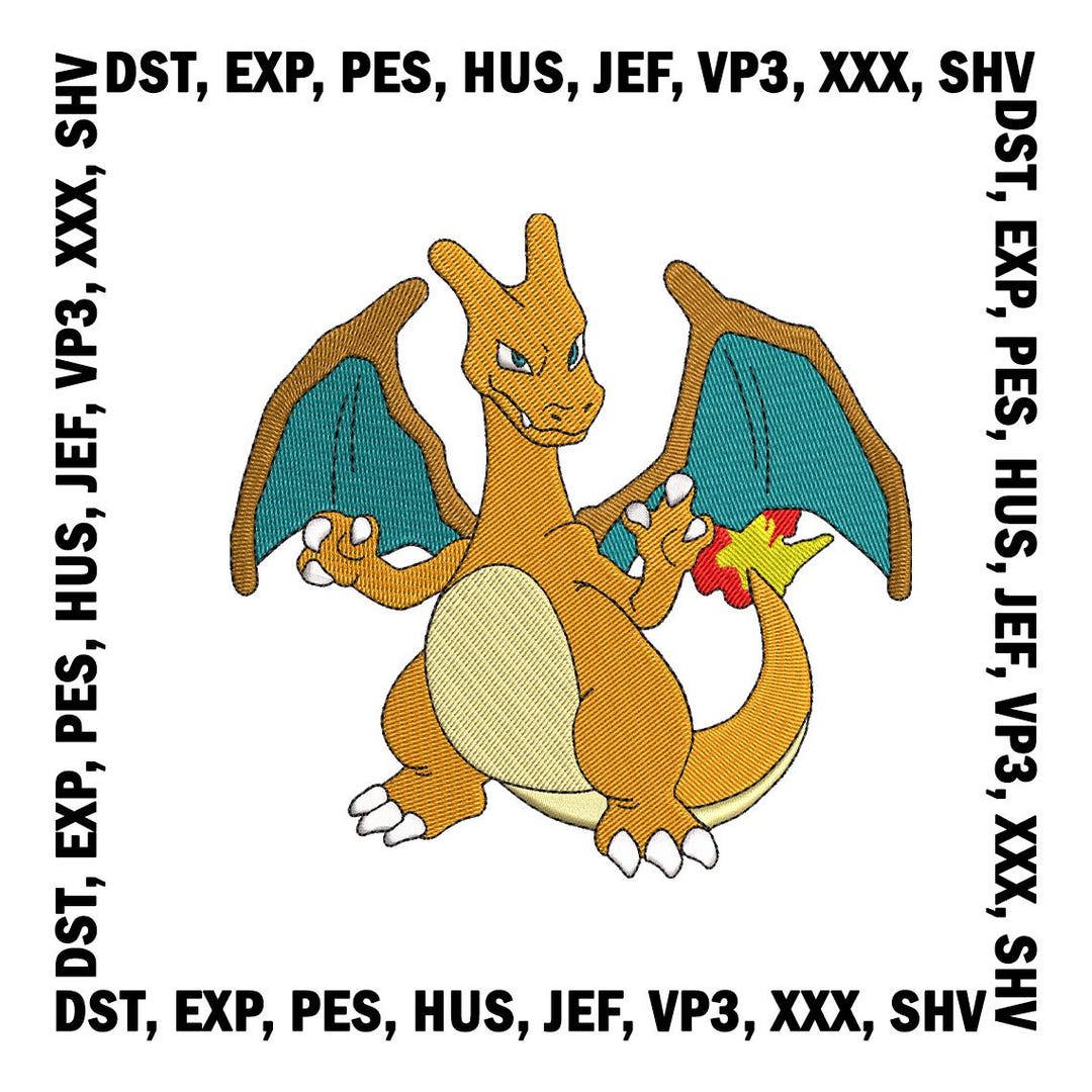 Charizard Embroidery Design, Pokemon Embroidery Files 3 Sizes, Digital ...